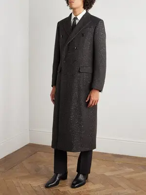 TOM FORD Double-breasted Sequin-embellished Wool-blend Twill Coat