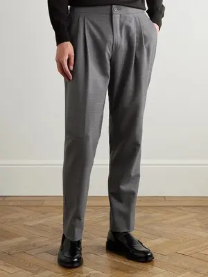 Mr P. Steve Pleated Wool Tapered Trousers - Gray