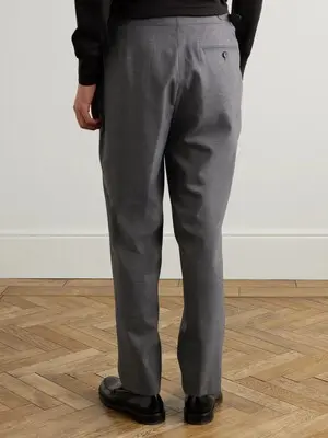 Mr P. Steve Pleated Wool Tapered Trousers - Gray