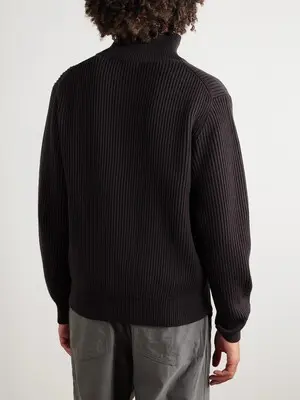 KAPTAIN SUNSHINE Ribbed Wool Zip-up Cardigan