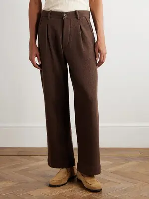KARTIK RESEARCH Straight-leg Pleated Brushed-wool Trousers