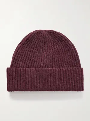 Brunello Cucinelli Ribbed Cashmere Beanie - Burgundy