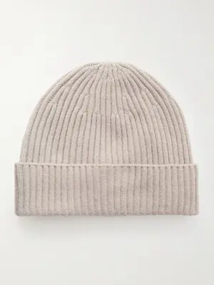 Brunello Cucinelli Ribbed Cashmere Beanie - Neutrals