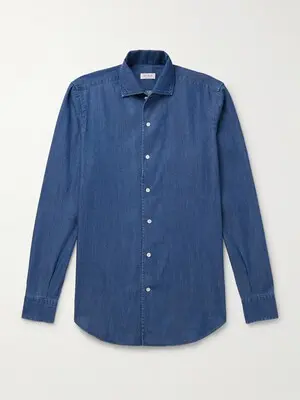DE PETRILLO Cotton-chambray Shirt - Blue