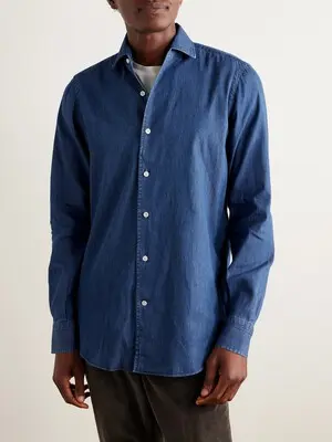 DE PETRILLO Cotton-chambray Shirt - Blue