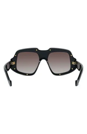 Loewe Anagram 61mm Geometric Sunglasses - Shiny Black /bordeaux