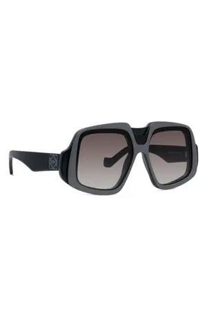 Loewe Anagram 61mm Geometric Sunglasses - Shiny Black /bordeaux
