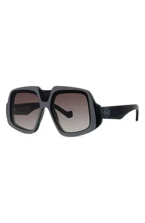 Loewe Anagram 61mm Geometric Sunglasses - Shiny Black/bordeaux