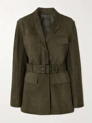 Purdey Wilton Belted Suede Jacket - Forest Green