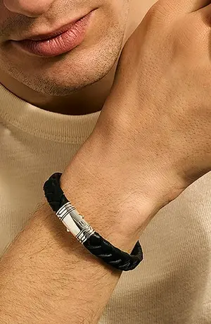 John Hardy Leather And Sterling Silver Bracelet