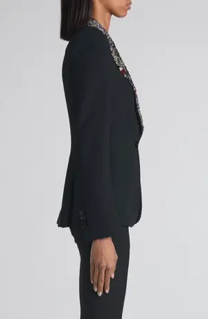 Alexander McQueen Embellished Lapels Crepe Blazer