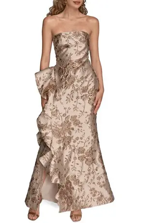 Floral Metallic Jacquard Gowns