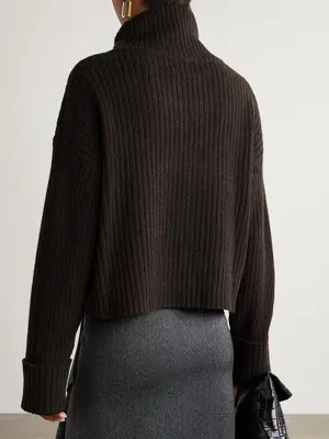 Le Kasha Galway Ribbed Cashmere Turtleneck Sweater - Brown
