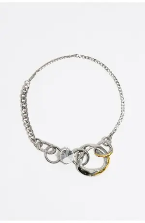 Bimba Y Lola Chain Textures Necklace - Dark Silver