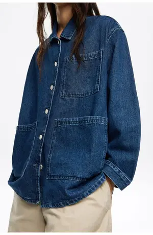 Bimba Y Lola Straight-cut Denim Jacket - Dark Denim Blue
