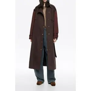 Bimba Y Lola Maxi Length Double-breasted Trench Coat