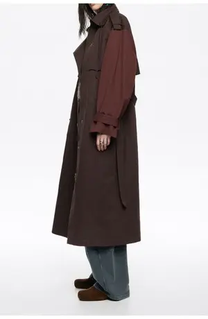 Bimba Y Lola Maxi Length Double-breasted Trench Coat