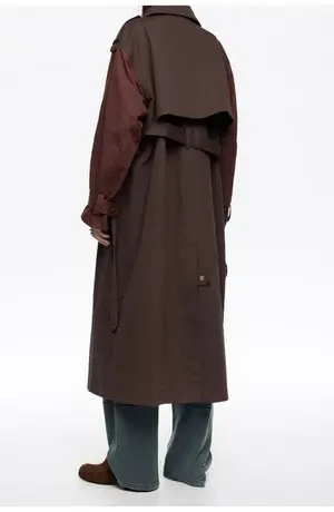 Bimba Y Lola Maxi Length Double-breasted Trench Coat