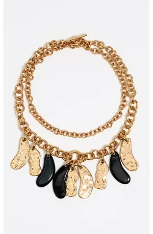 Bimba Y Lola Textured Petals Chain Necklace - Black