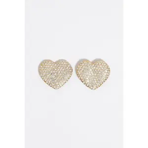 Bimba Y Lola Crystal Heart Earrings - Gold