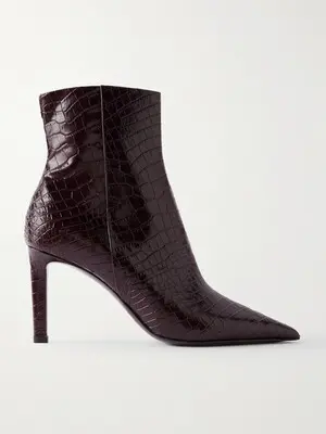 JIMMY CHOO Frankie 85 Croc-effect Leather Ankle Boots