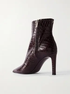 JIMMY CHOO Frankie 85 Croc-effect Leather Ankle Boots