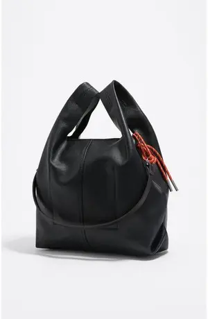 Bimba Y Lola Leather Medium Paper Bag - Black