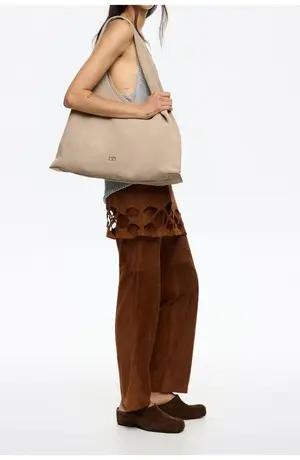 Bimba Y Lola Leather Maxi Shoulder Bag