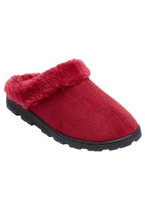 COMFORTVIEW Andy Fur Clog Slipper - Deep Claret