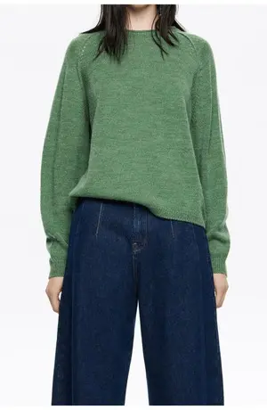 Bimba Y Lola Cotton-blend Raglan Sleeve Sweater - Green