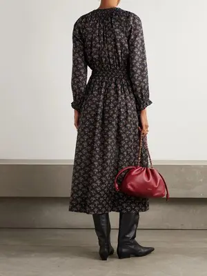 DÔEN Delfina Shirred Floral-print Organic Cotton-voile Midi Dress - Multi