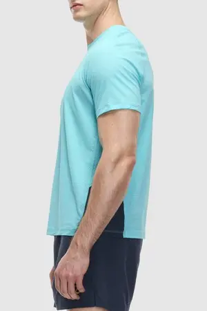PELOTON Grid Jacquard Colorblock Short Sleeve Tee - Aqua Sky