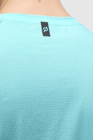 PELOTON Grid Jacquard Colorblock Short Sleeve Tee - Aqua Sky