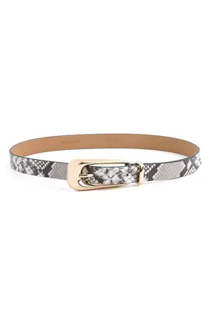 Ettika Snakeskin Print Leather Belt - Grey Snake