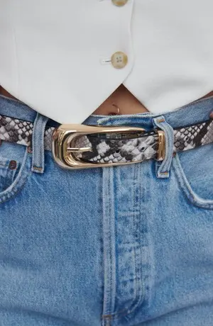 Ettika Snakeskin Print Leather Belt