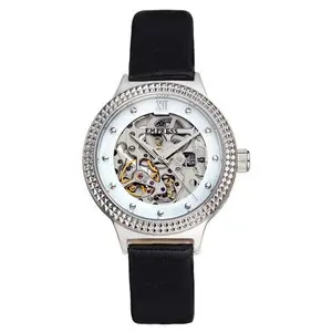 EMPRESS Alice Automatic Skeleton Leather-band Watch - Black