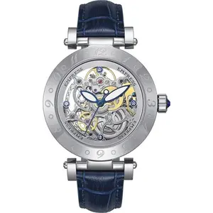 EMPRESS Theodora Automatic Skeleton Leather-band Watch - Blue