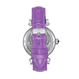 EMPRESS Theodora Automatic Skeleton Leather-band Watch - Purple