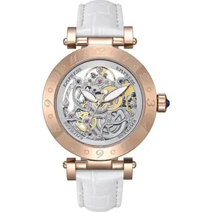 EMPRESS Theodora Automatic Skeleton Leather-band Watch - White