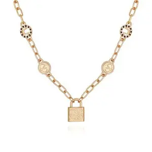 True Religion Lock & Logo Chain Necklace