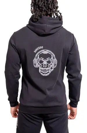 MACEOO Skull Graphic Zip-up Hoodie