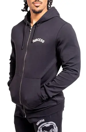 MACEOO Skull Graphic Zip-up Hoodie