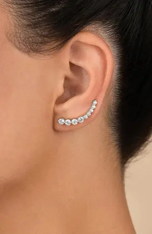 Sterling Forever Cubic Zirconia Ear Crawler - Silver