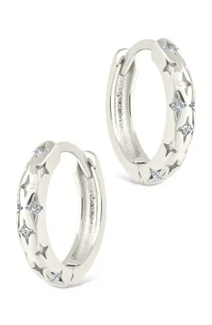 Sterling Forever Cubic Zirconia Hoop Earrings - Silver