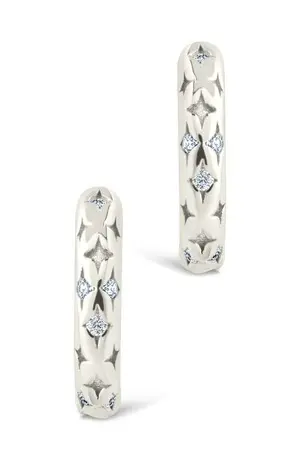 Sterling Forever Cubic Zirconia Hoop Earrings - Silver