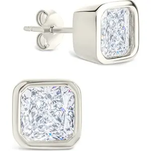 Sterling Forever Asscher-cut Cubic Zirconia Stud Earrings - Silver