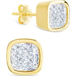 Sterling Forever Cushion-cut Cubic Zirconia Stud Earrings - Gold