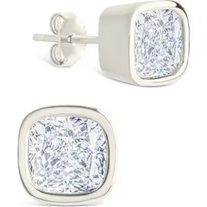 Sterling Forever Cushion-cut Cubic Zirconia Stud Earrings - Silver