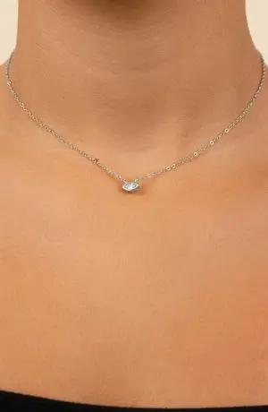 Sterling Forever Bezel Marquise Cubic Zirconia Pendant Necklace - Silver