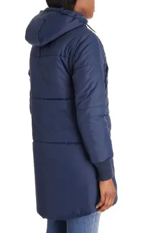 MODERN ETERNITY 3-in-1 Hooded Maternity Puffer Jacket With Removable Panel - Navy